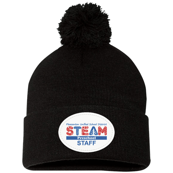 Staff EEL-SP15 Pom Pom Knit Cap - Oval Patch STEAM Logo - SpiritHero.com