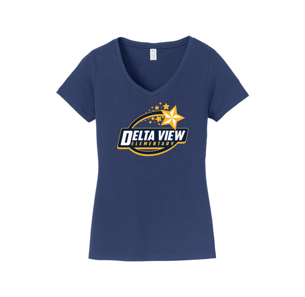 Delta View Elementary-Womens Port & Co Fan Favorite V-Neck Tee On-Dema ...